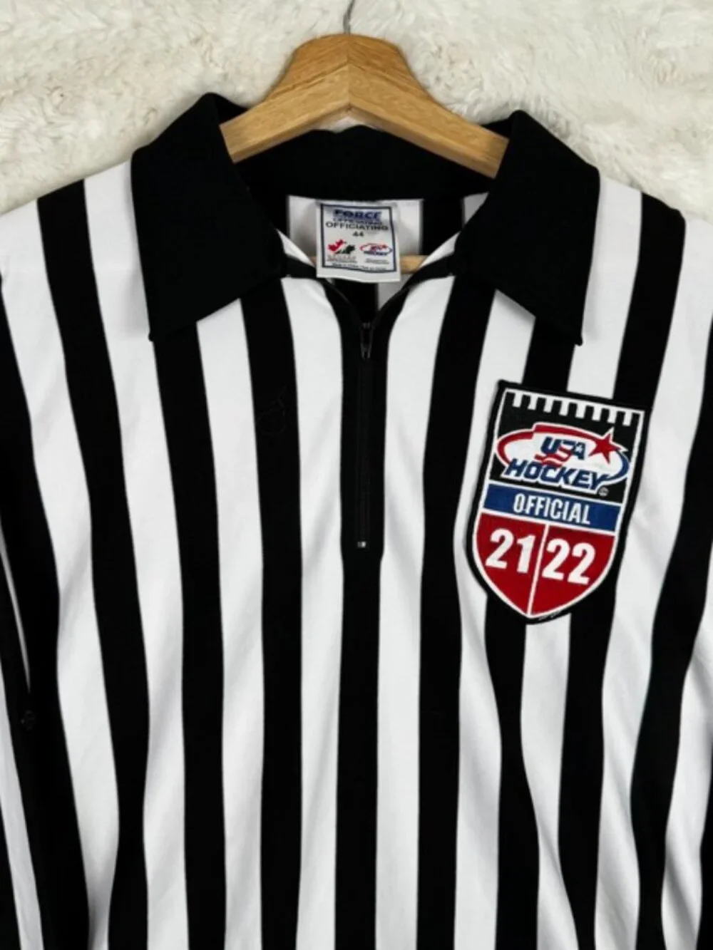 Force | Shirts | Force Hockey Referee Jersey Long Sleeve Striped Zip ...